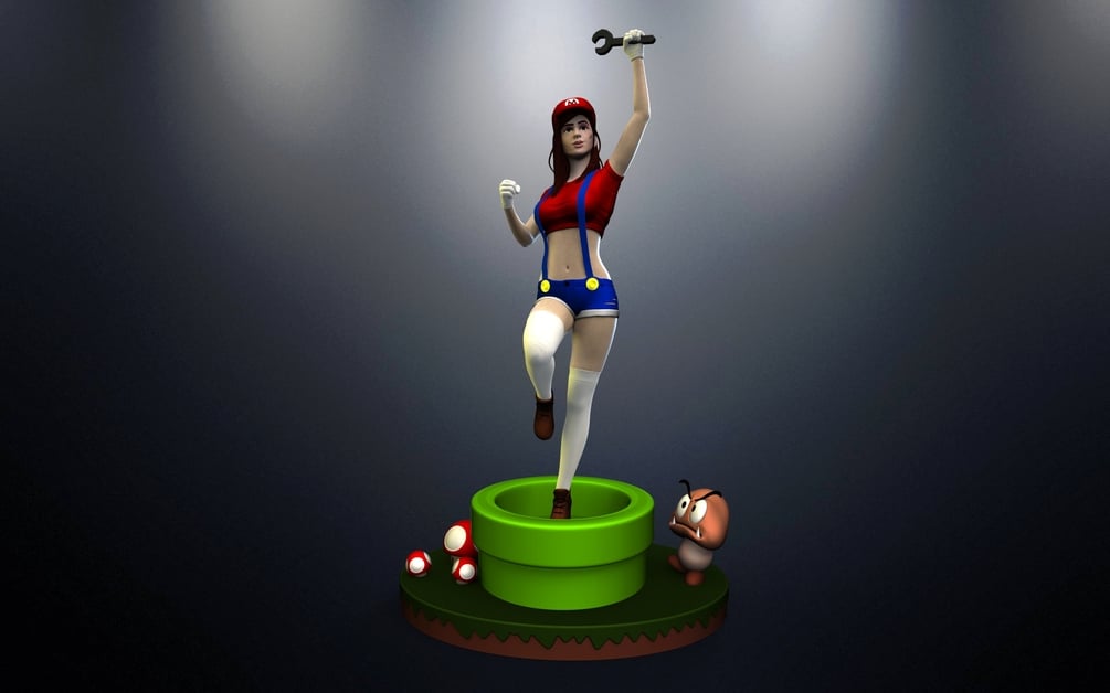 Super Mario Girl - 3D Print Ready Model
