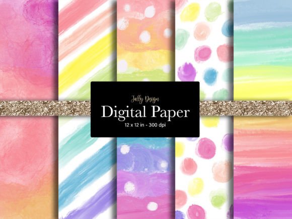 Beautiful Rainbow Digital Paper Bundle More than 156 Graphics