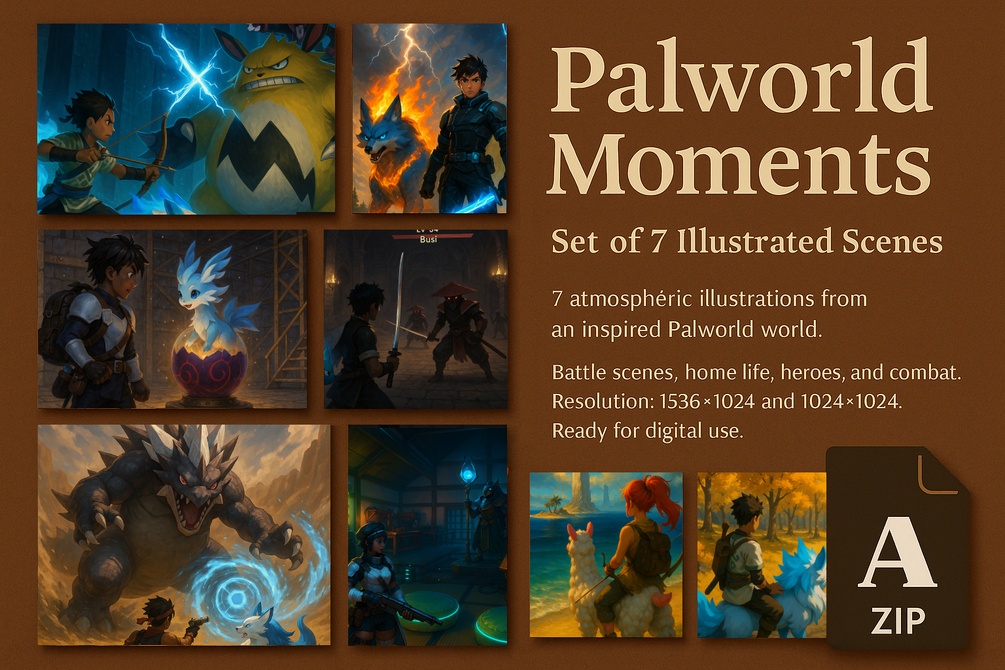 Palworld Moments: 7 Illustrated Scenes