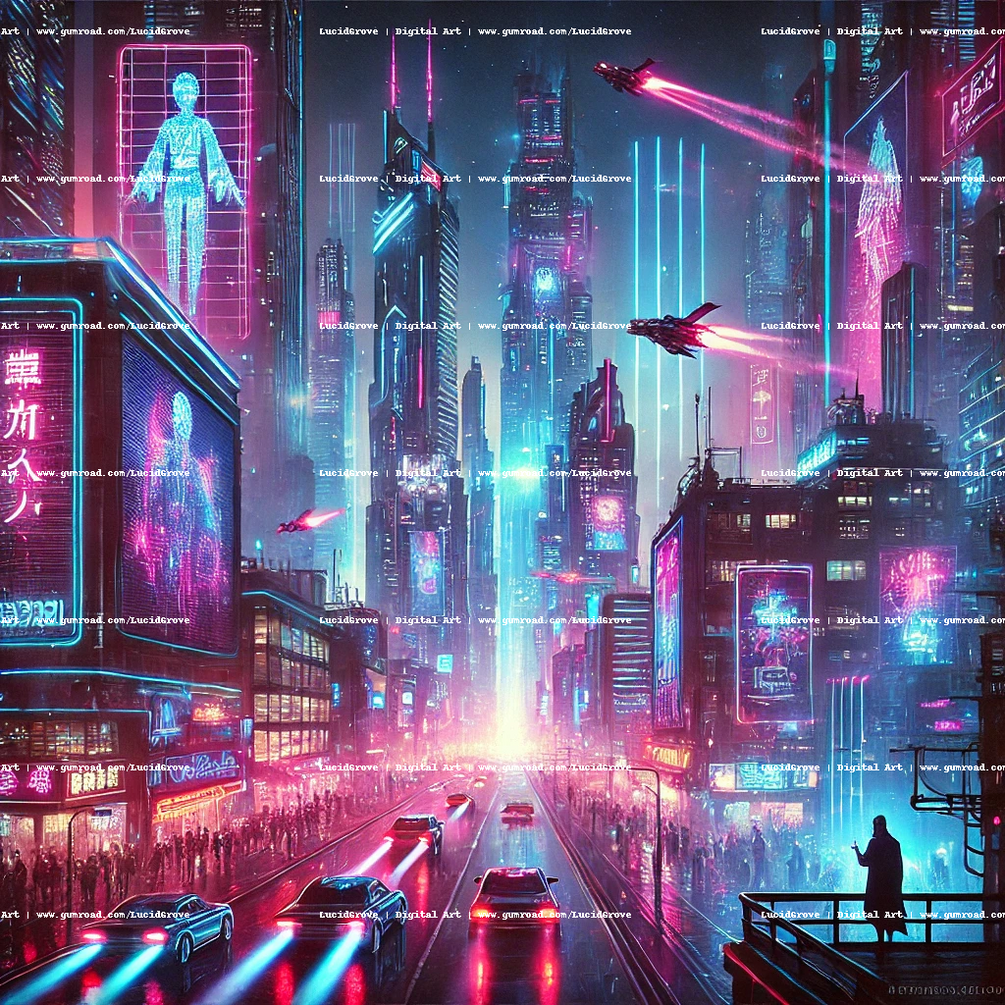 "Neon Future: High-Resolution Cyberpunk Digital Artwork"