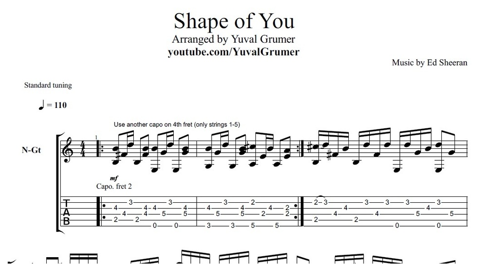 Ed Sheeran - Shape of You (Fingerstyle TAB)