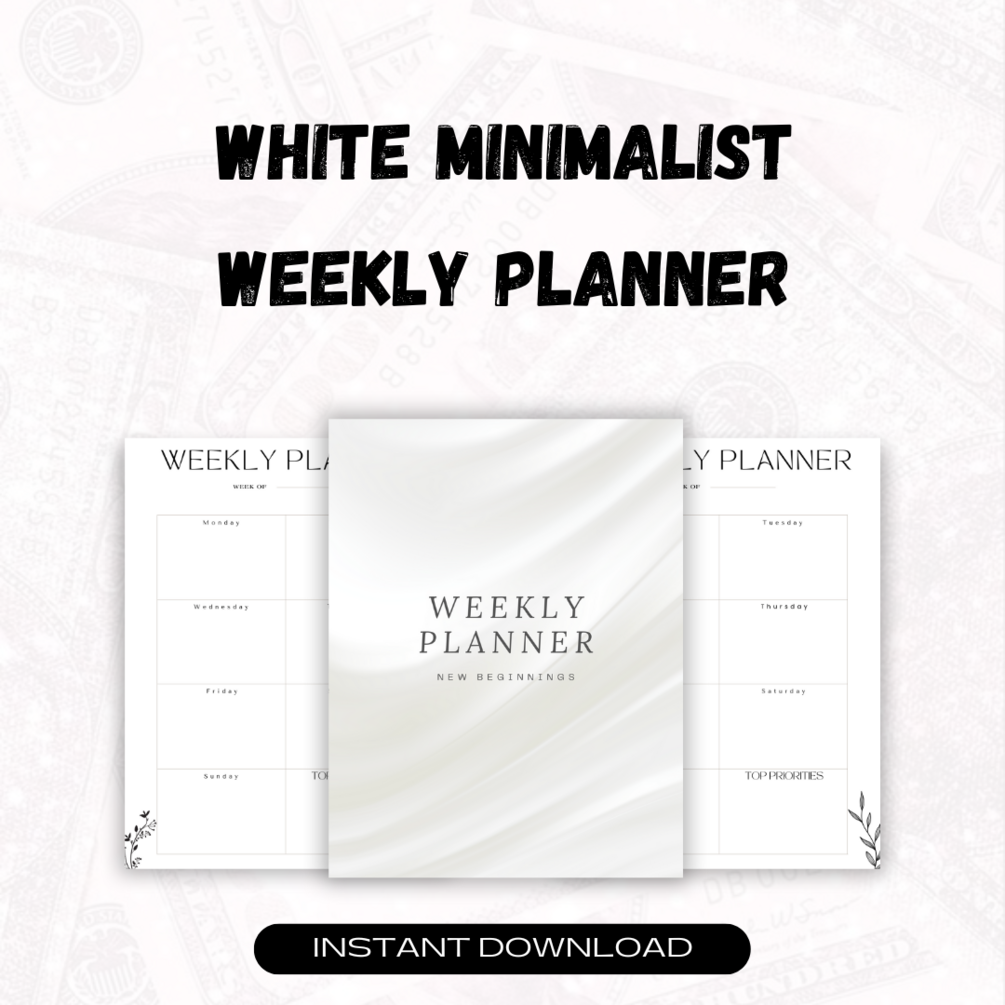 Digital White Minimalist Weekly Planner