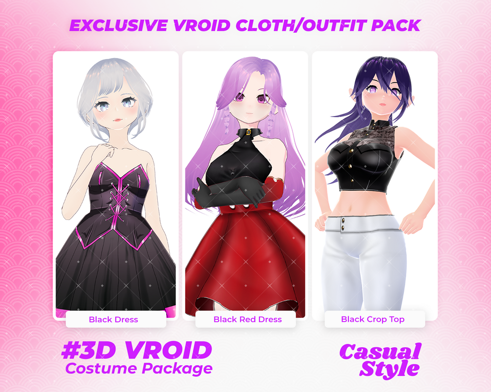 3D Vroid Casual Elegance Girl Outfit Set-VRoid Clothing Pack, Vtuber ...