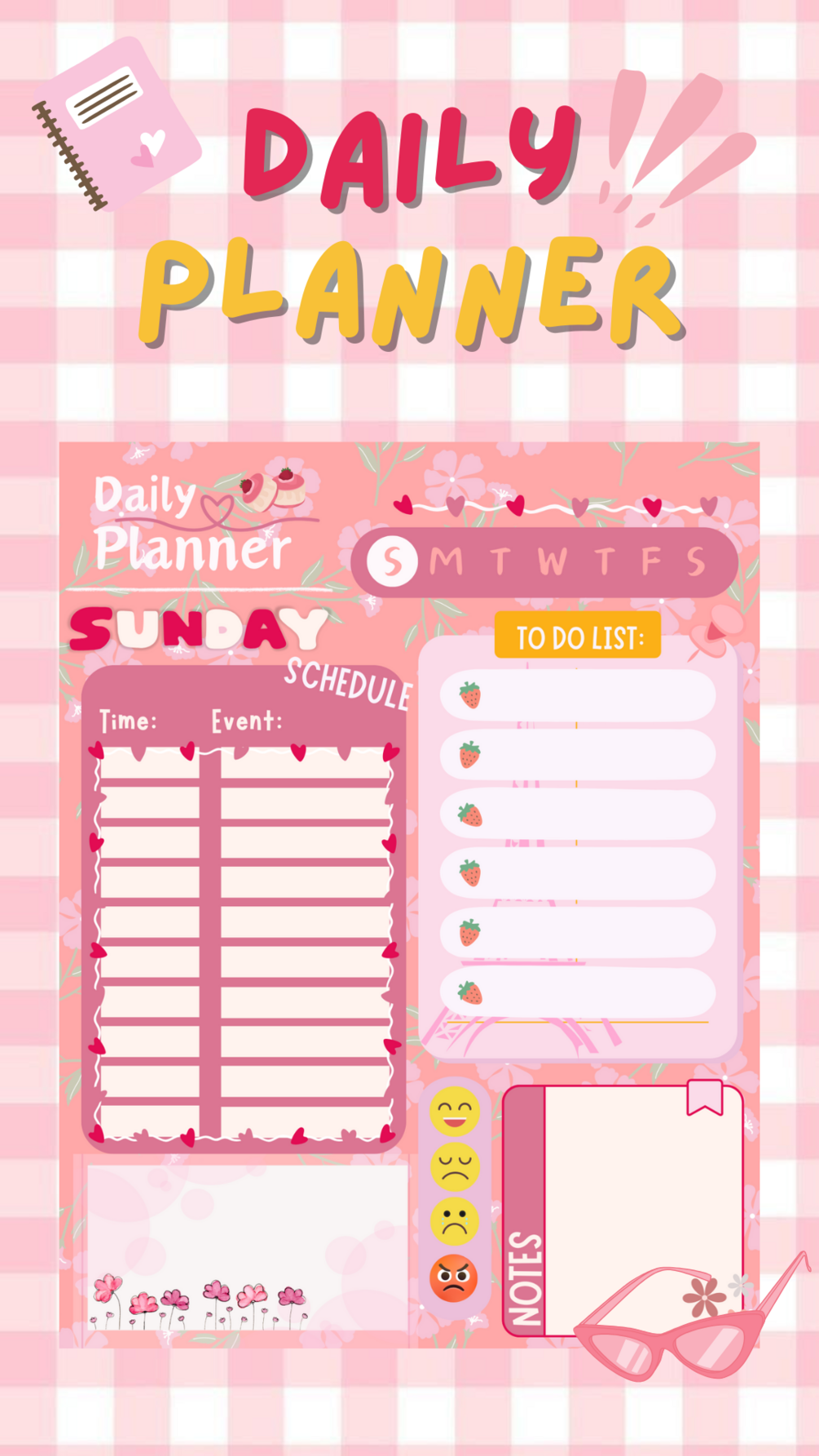 Pink Weekly Planner | Digital PDF Template