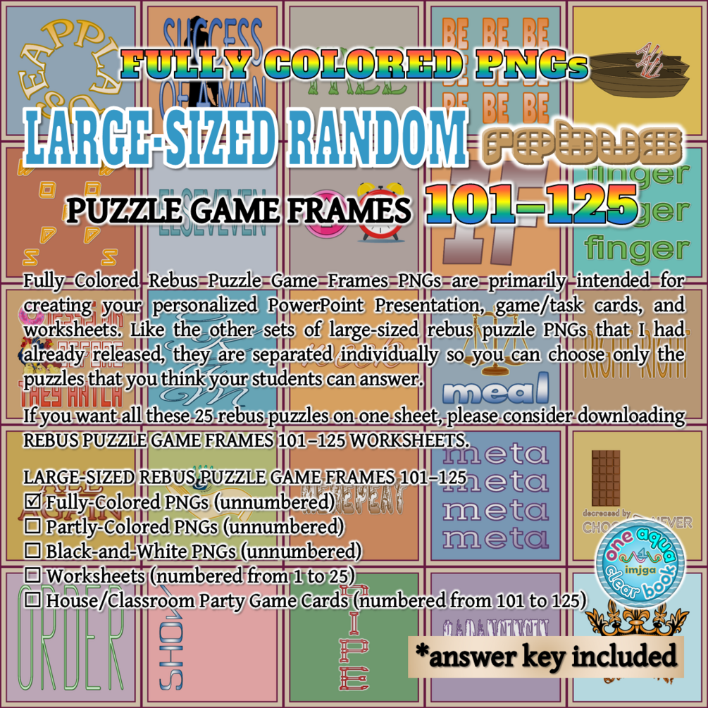 Fully Colored Rebus Puzzle Game Frames 101–125 PNG Clipart Images in ...