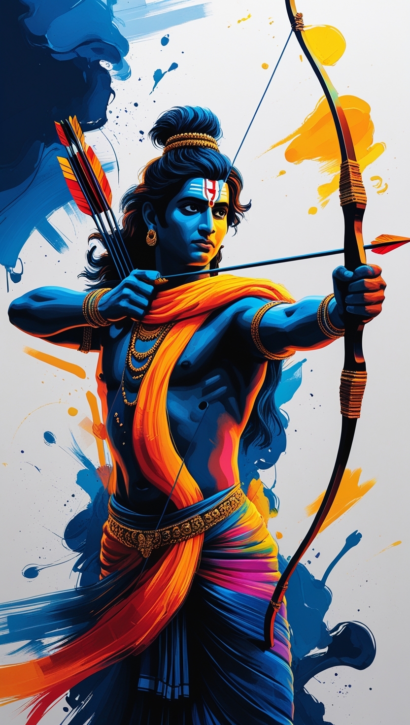 Divine Reflections: Abstract Expressionism Image of Lord Rama # ...