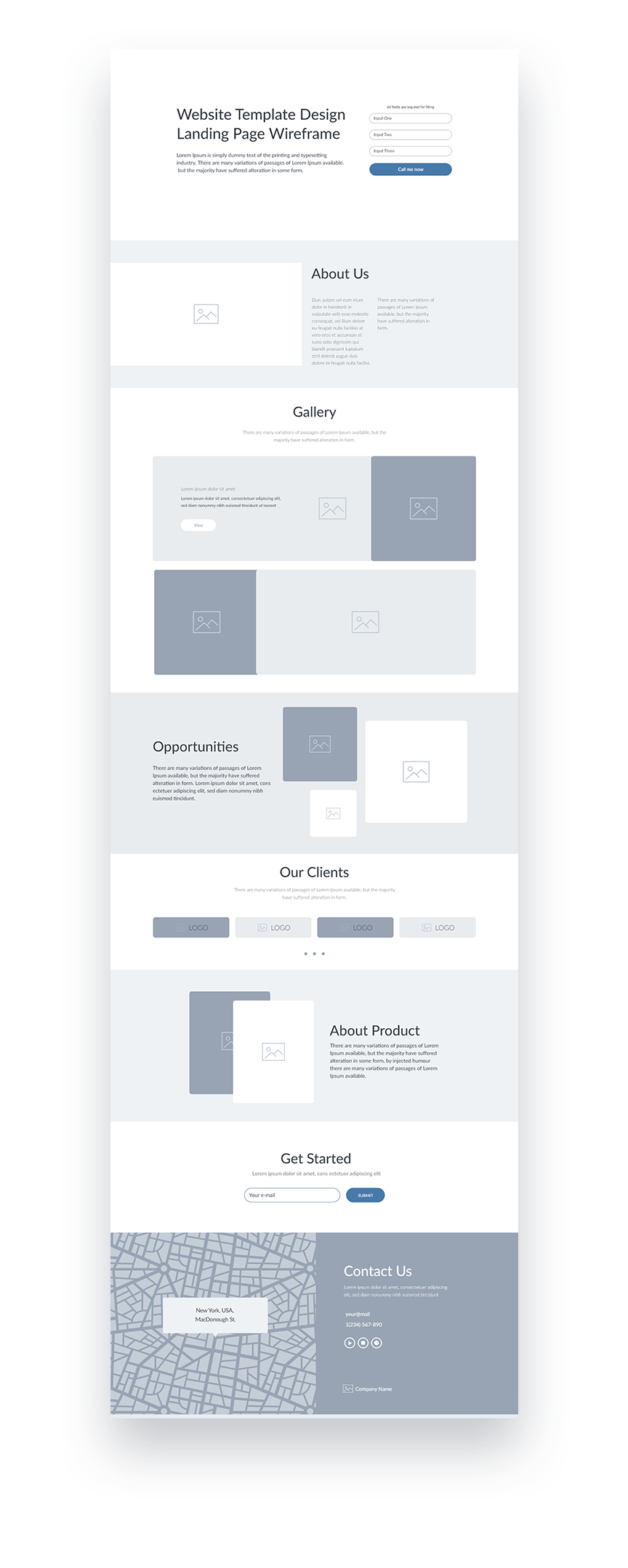 Landing Page Wireframe #21 (Light and Dark theme)