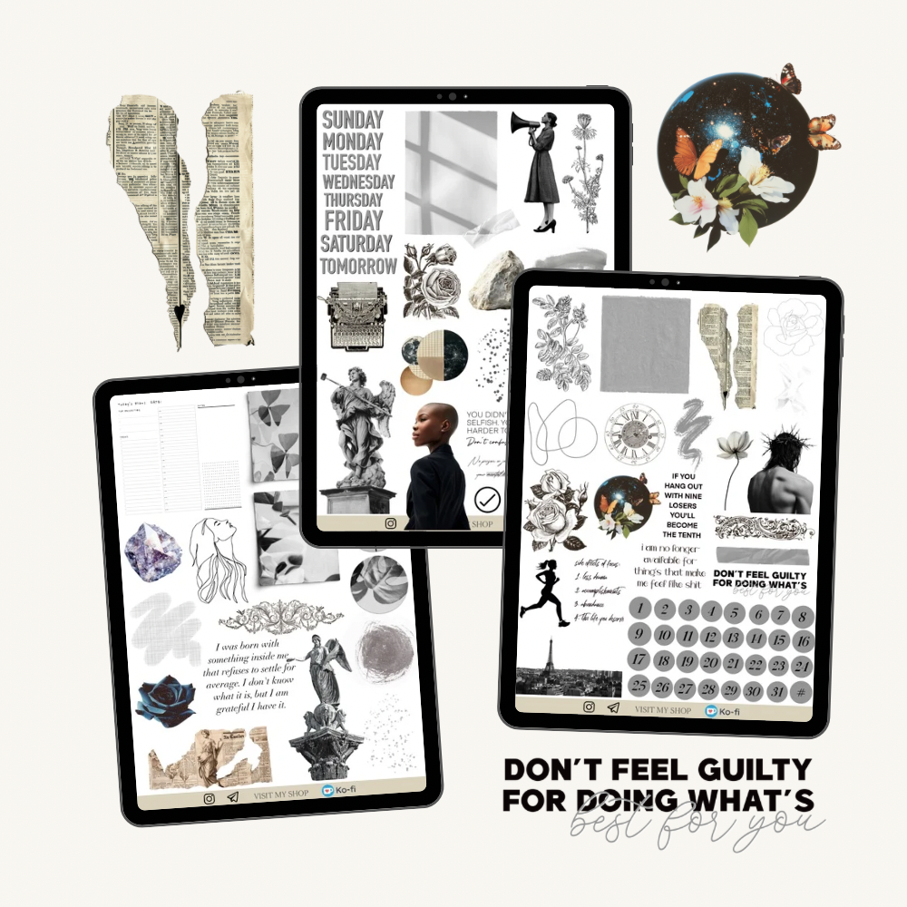 Collage Vibes stickers, GoodNotes & PNG
