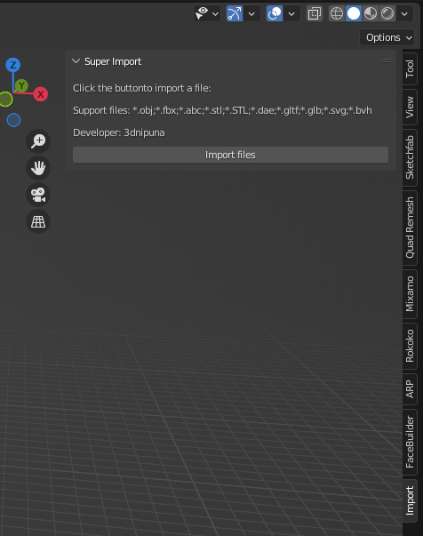super import - blender addon
