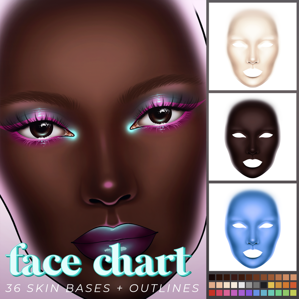 Face Chart Skin Bases (32 Colours) | Photoshop, Procreate, Krita, Clip ...