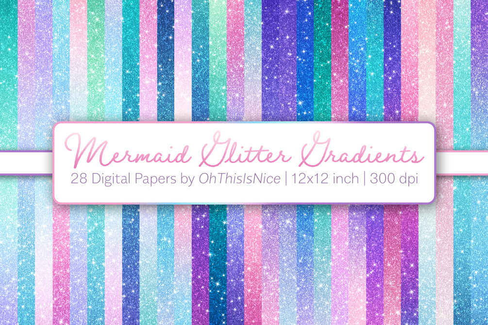 Mermaid Glitter Gradient Textures | 28 Digital Papers