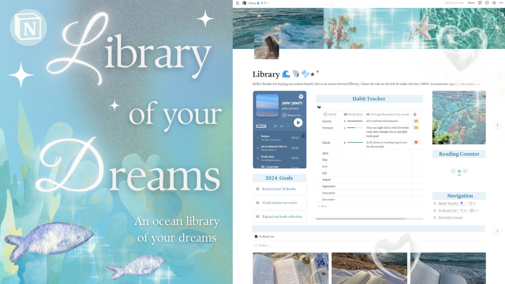 Notion Library | Ocean Library of your dreams