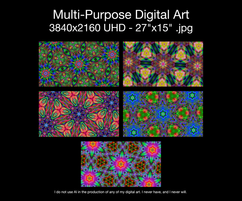 5 Pack Multi Purpose 4K Digital Art #33 - Psychedelic printable art for ...