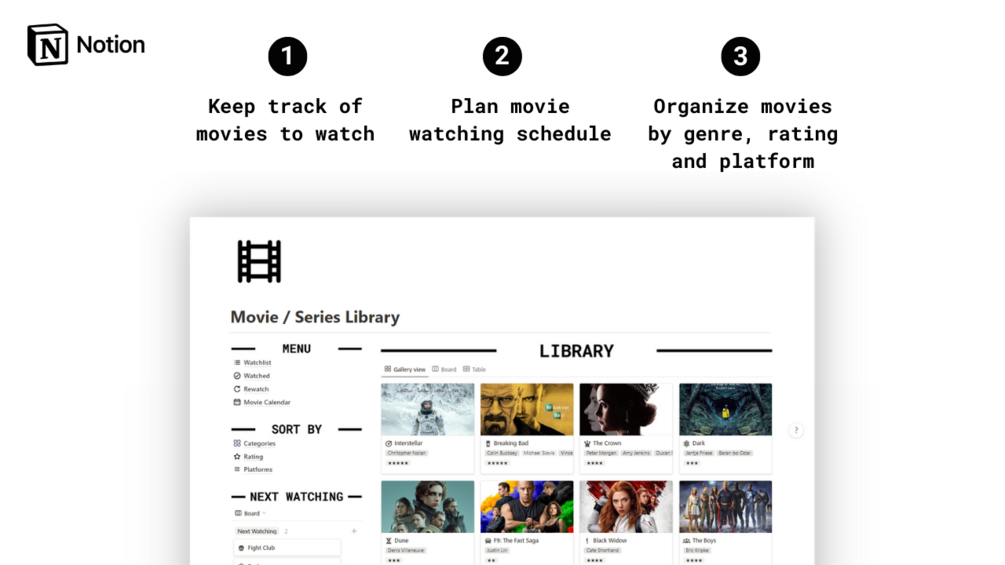 Movie / Series Library Notion Template