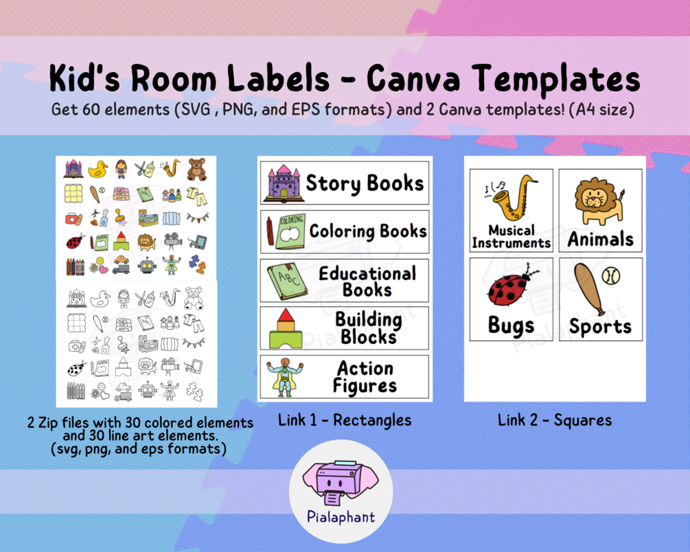 Cute Kid's Room Labeling Canva Template