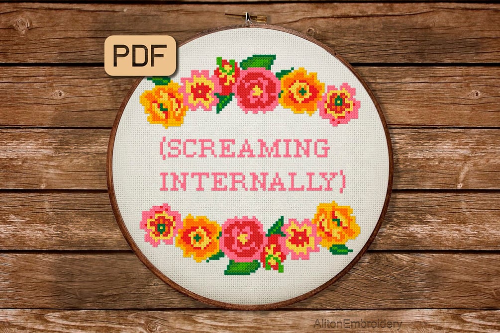 Screaming Internally Cross Stitch Pattern