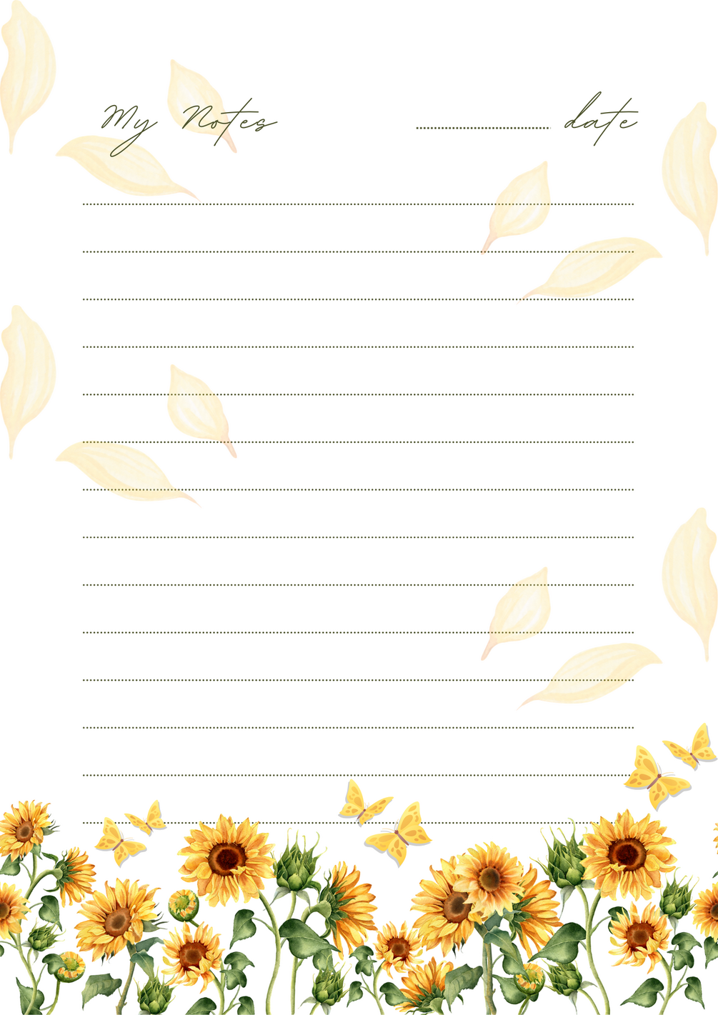 SUNFLOWER INSPIRED NOTEPAD & STICKER