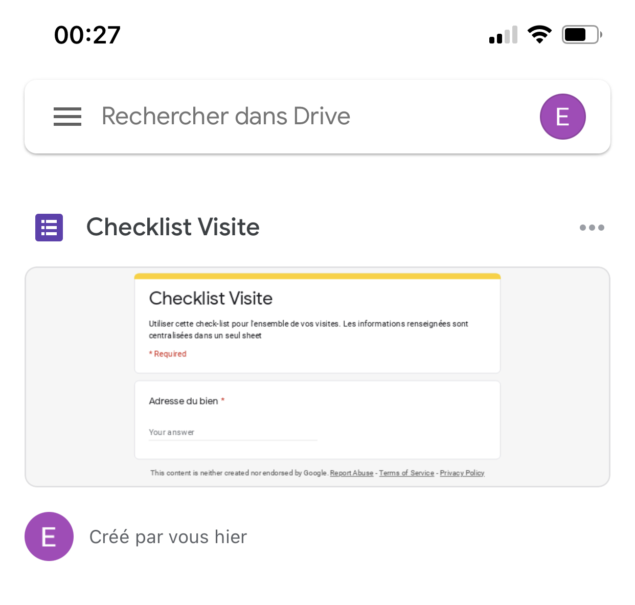 Application Checklist Visite