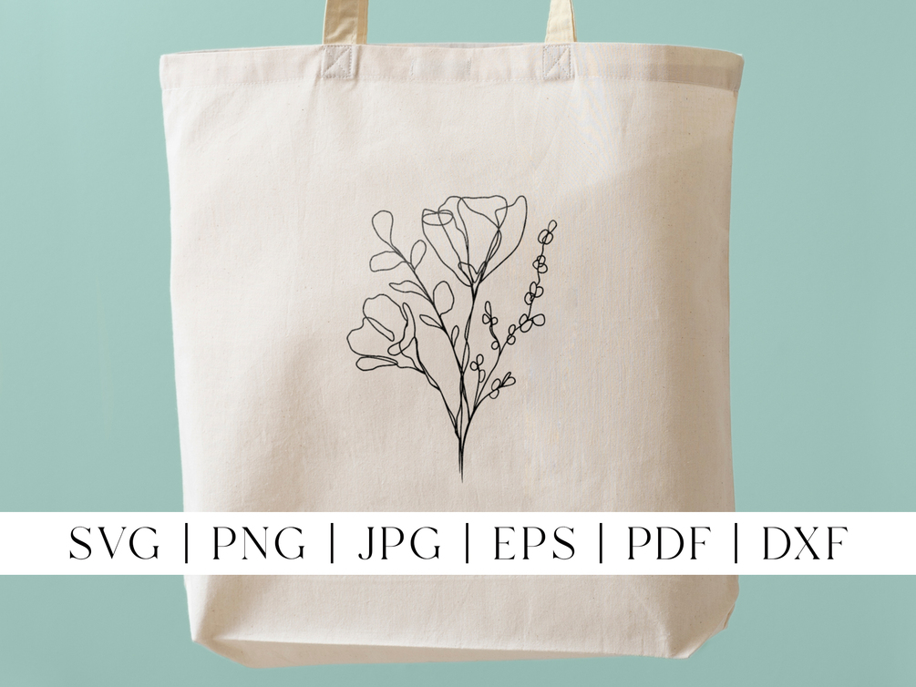 Wild Flower Line Art | Floral Clipart | Botanical One Line Drawing | By ...