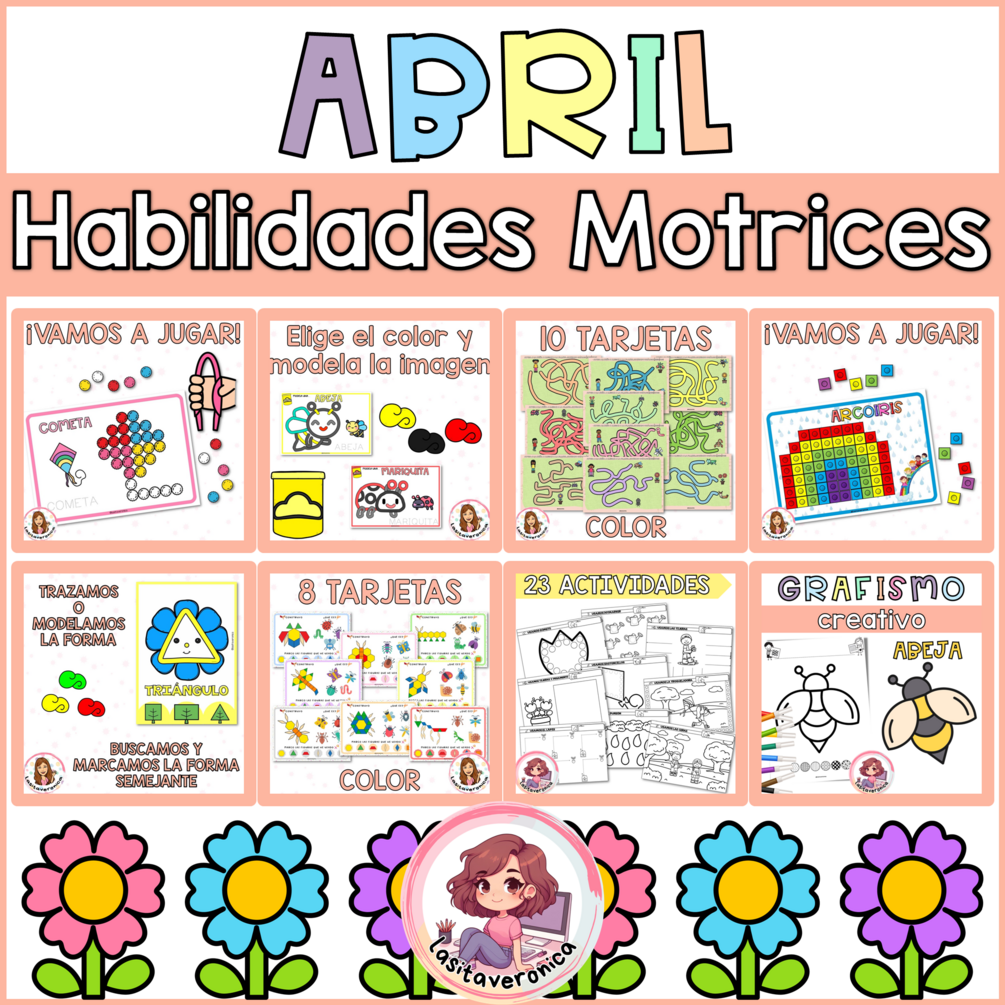 Actividades motricidad fina ABRIL. Primavera. April Fine Motor. Spanish