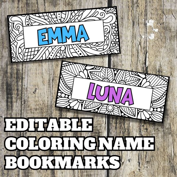 Editable coloring name tag, bookmarks , small name tag & book covers bundle