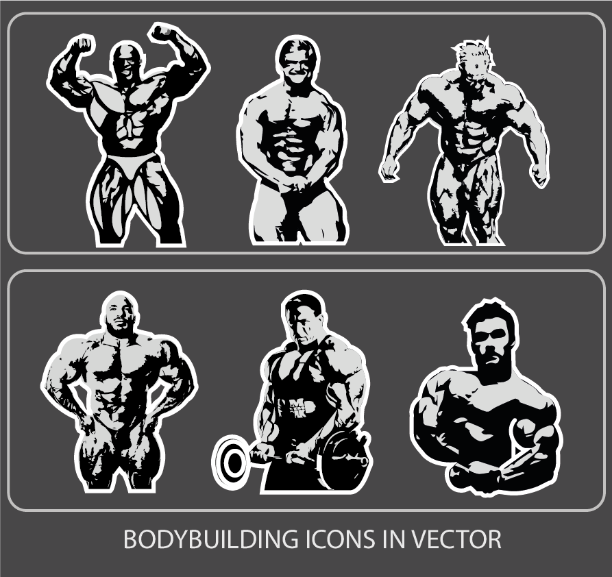6 high quality body building icons in vector