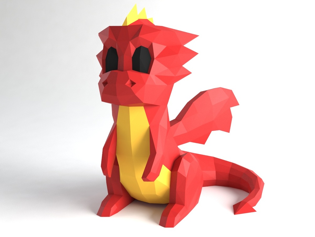 Little Dragon papercraft PDF template DXF cameo