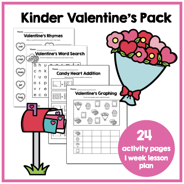 Valentine's Worksheet Pack- Kindergarten