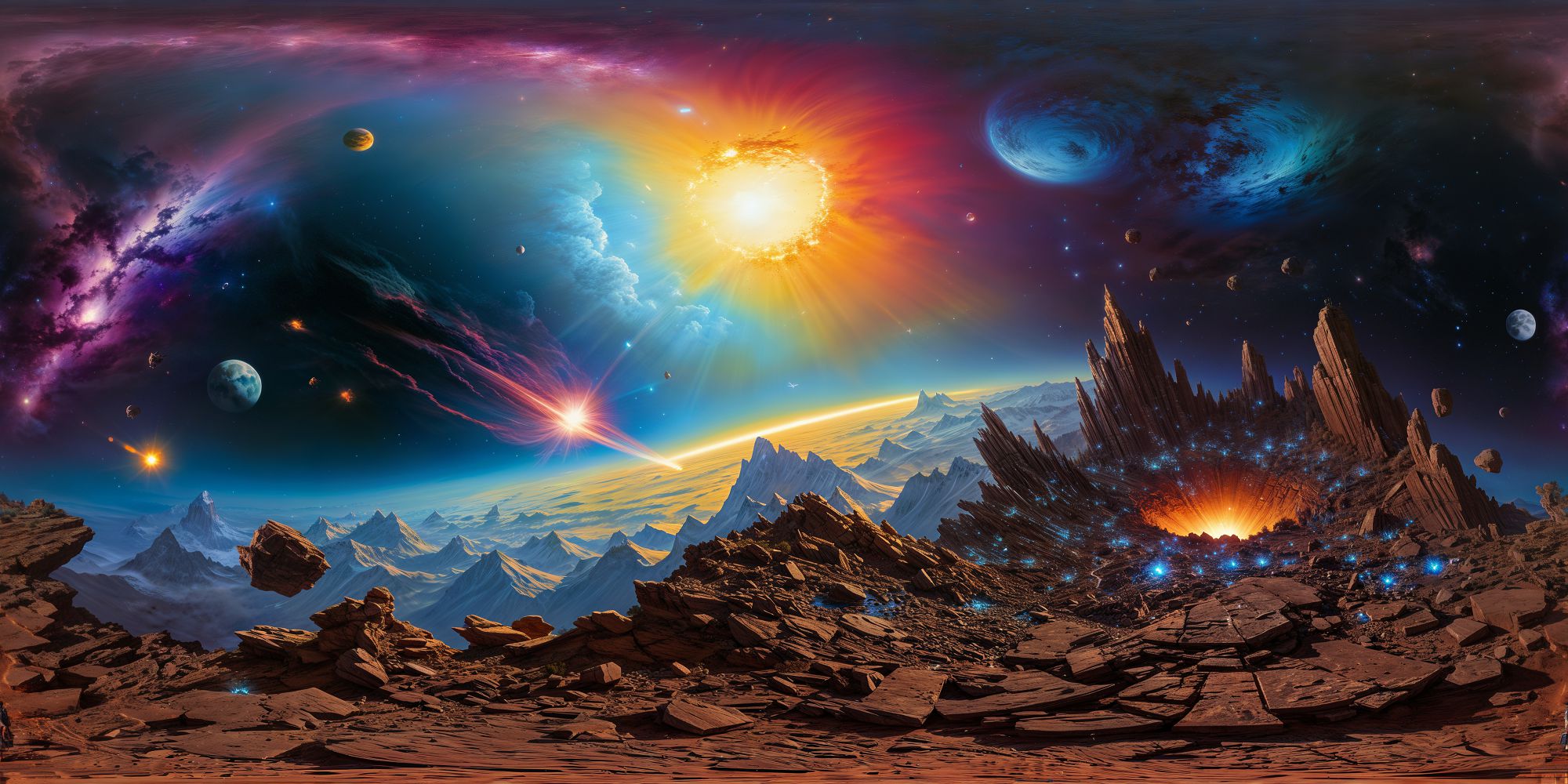 8K HDR Shattered Planetary Remains Background VR Skybox