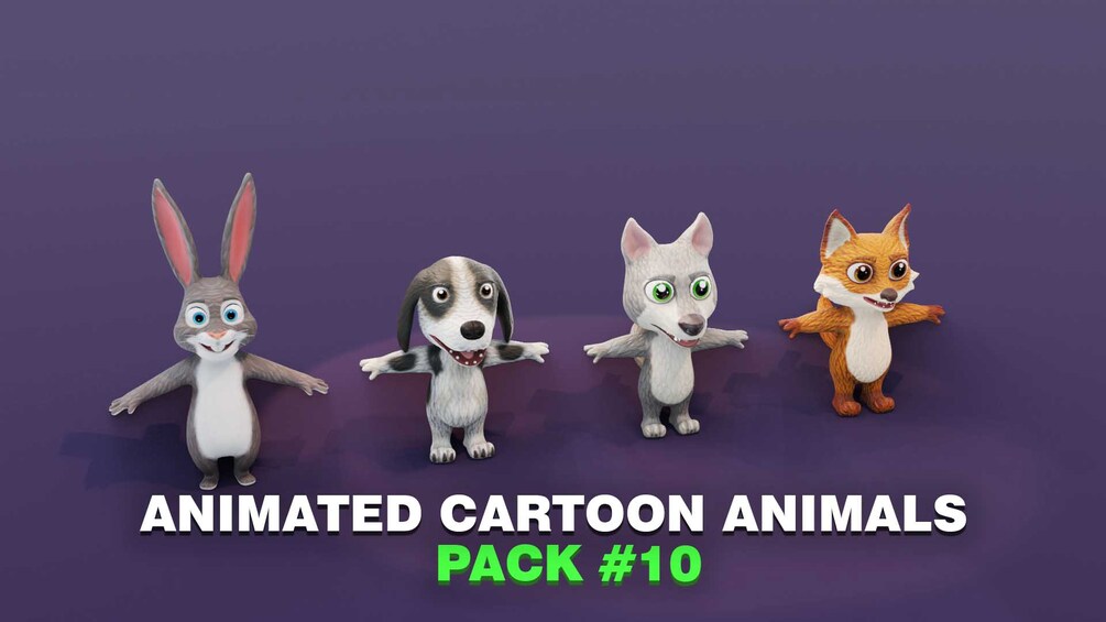 Animated Cartoon Animals 3D Models Pack #10