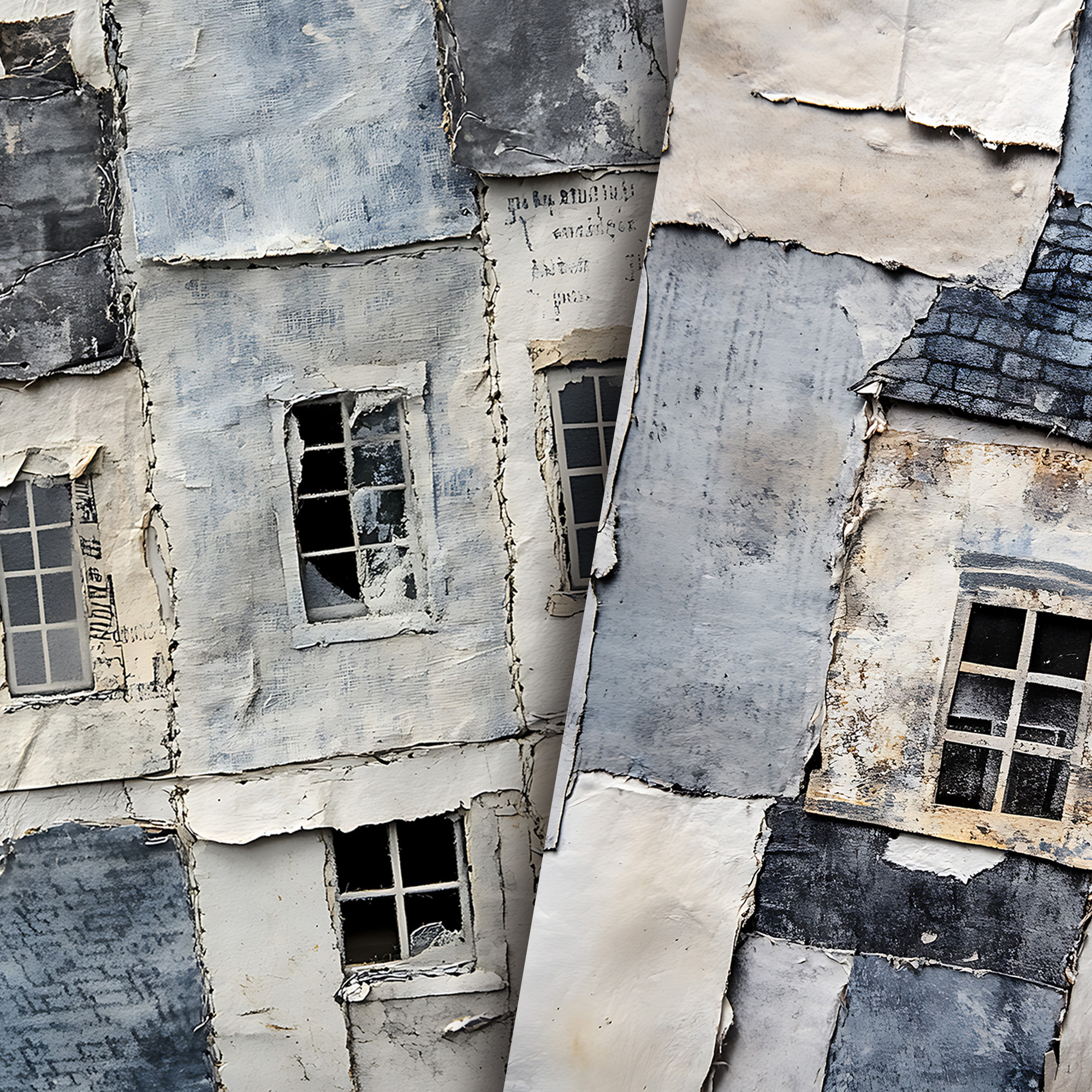 20 pc Patch Paper House Muted Color Collage Printable Junk Journal Half ...