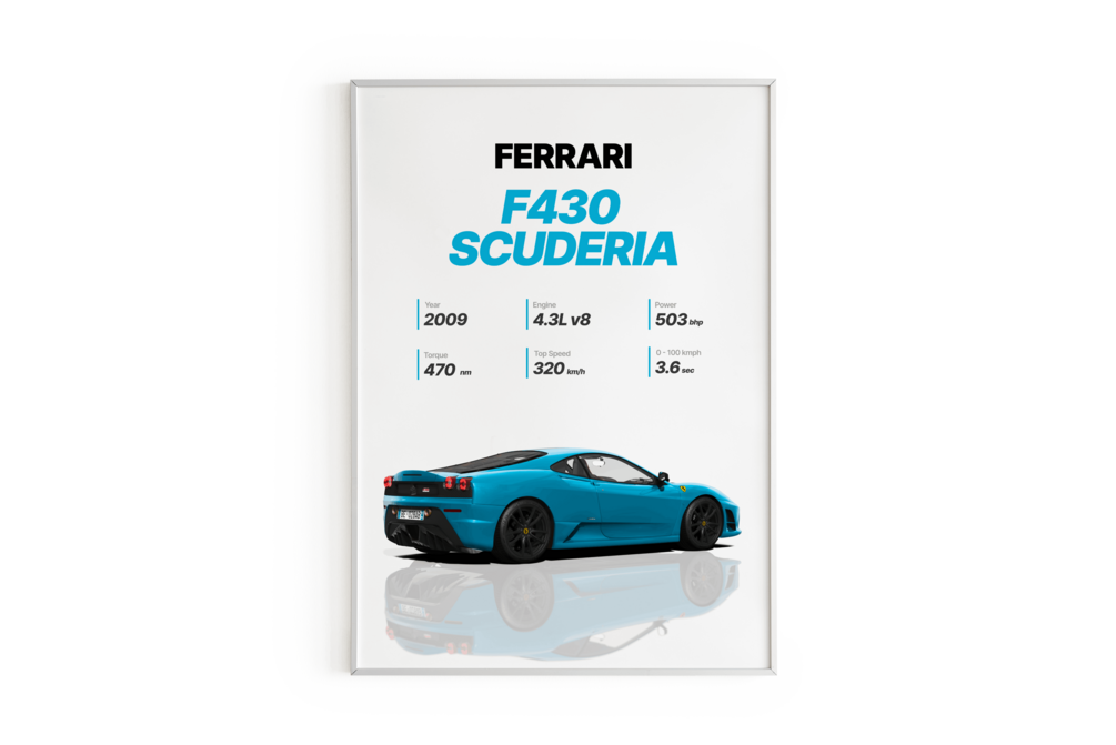 Ferrari F430 Scuderia Car Poster, Cars Poster Print, Retro car Poster ...