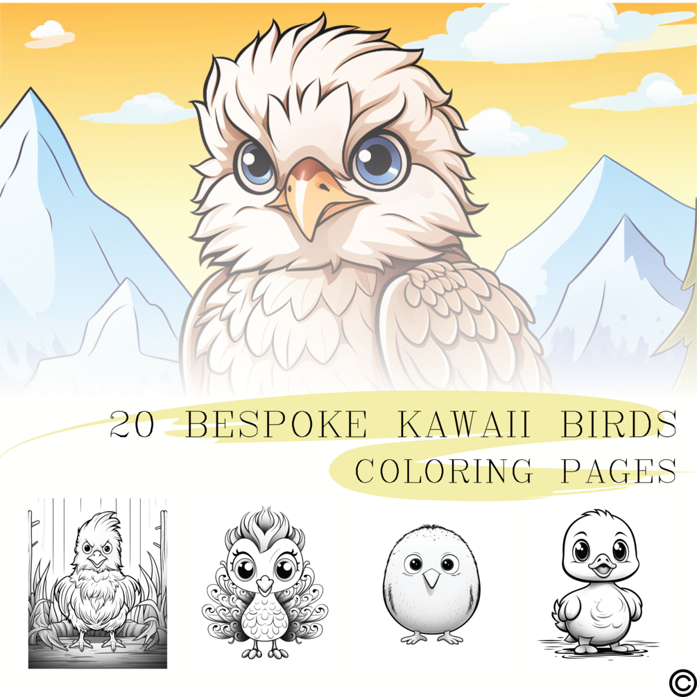 20 Kawaii Birds Downloadable Coloring Pages