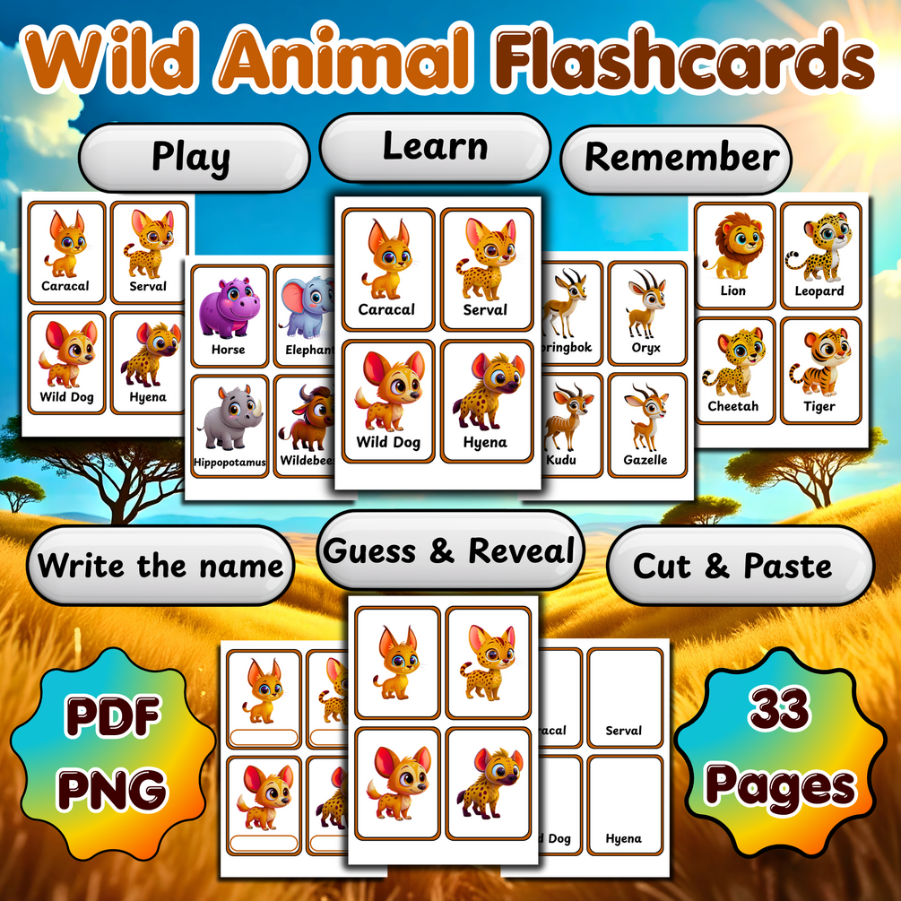 3D Wild Animal Flashcards | Printable Learning Activities for Toddlers ...