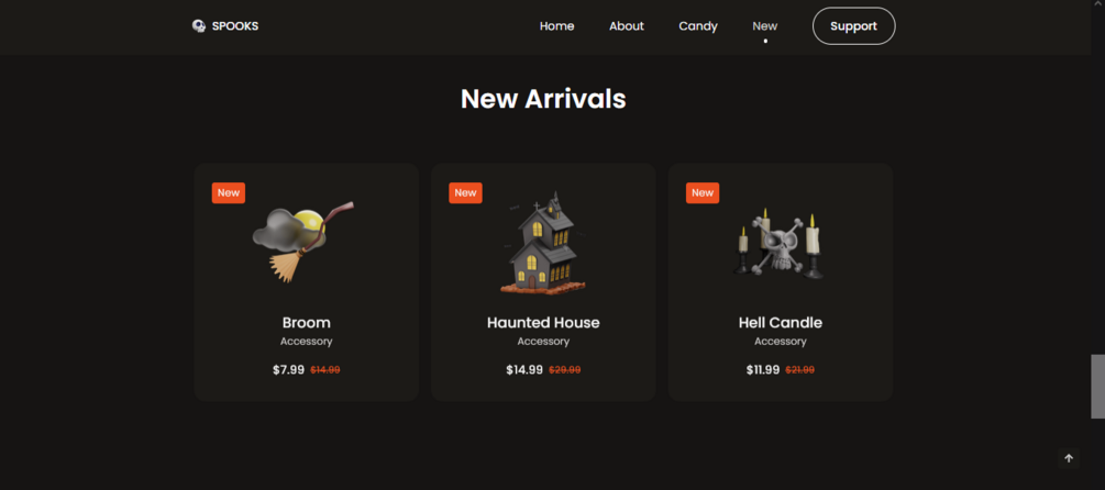 Responsive Halloween website with cool scroll reveals.