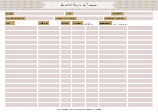 Painel de compra de Insumos A4