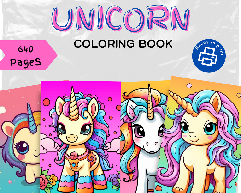 Magical Unicorn Coloring Book | Printable Digital Download | Adorable ...