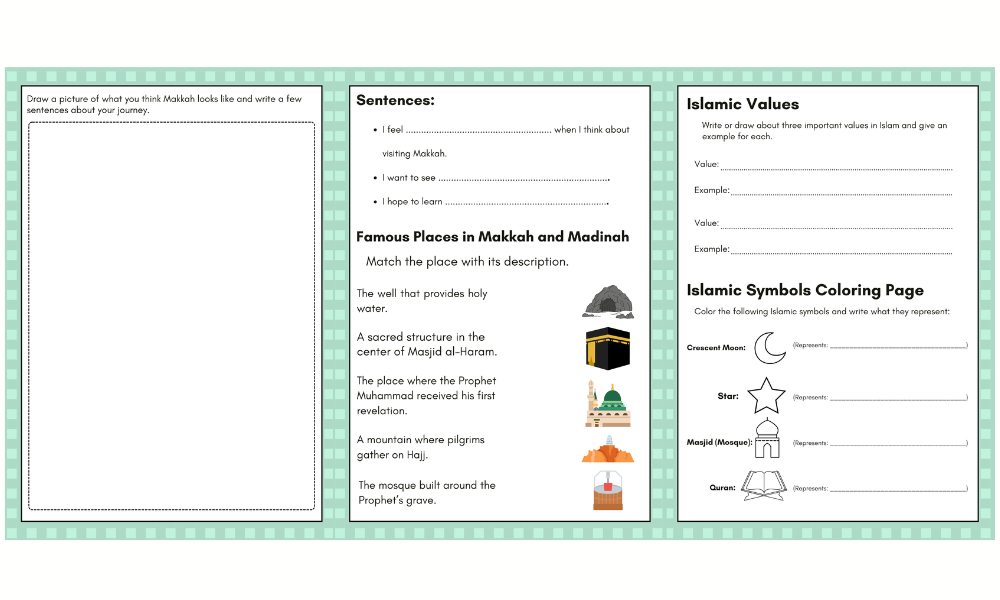 Umrah Packing List and Fun Worksheets for Kids (Digital Product)