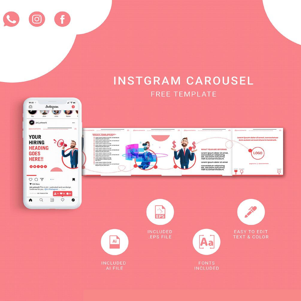 Hiring Carousel Post Free Template