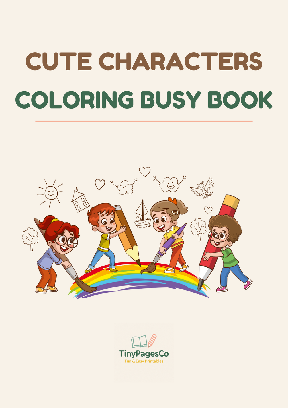 Cute Characters Coloring Book – 40 Pages (Printable PDF)
