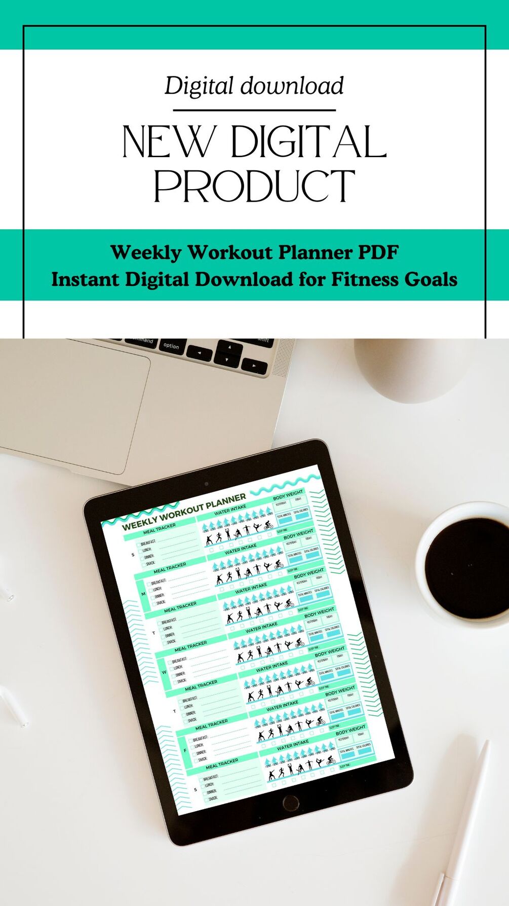 Weekly Workout Planner PDF | Meal & Water Tracker | Track Calories ...