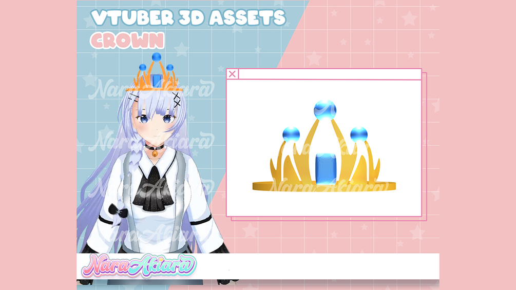 3D Vtuber Assets Blue Jewel Crown V2 Vroid Commission, 3D assets ready ...