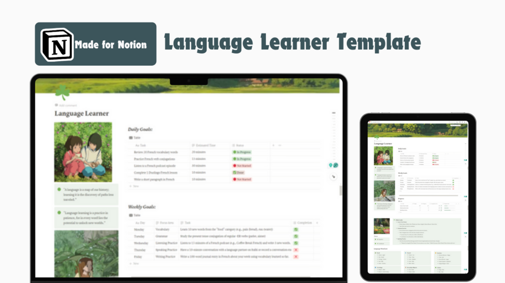 Language Learner Notion Template