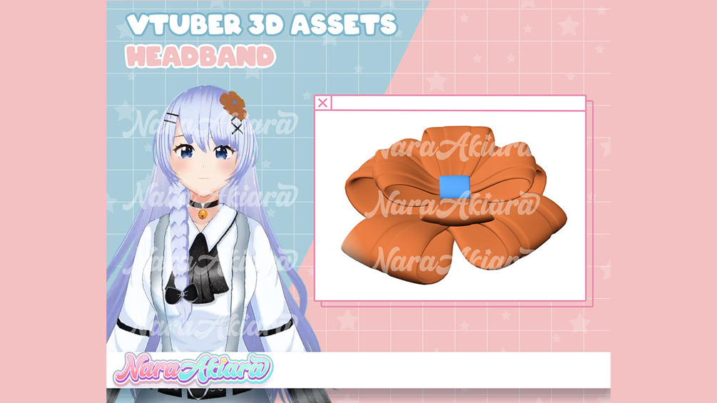 3D Vtuber Assets Headband 36 Vroid Commission, 3D assets ready to use vtuber stream