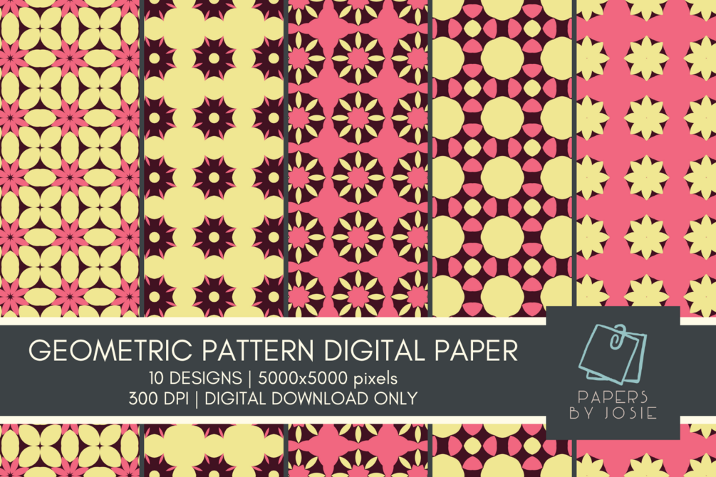 Girly Pink Geometric Pattern Digital Paper