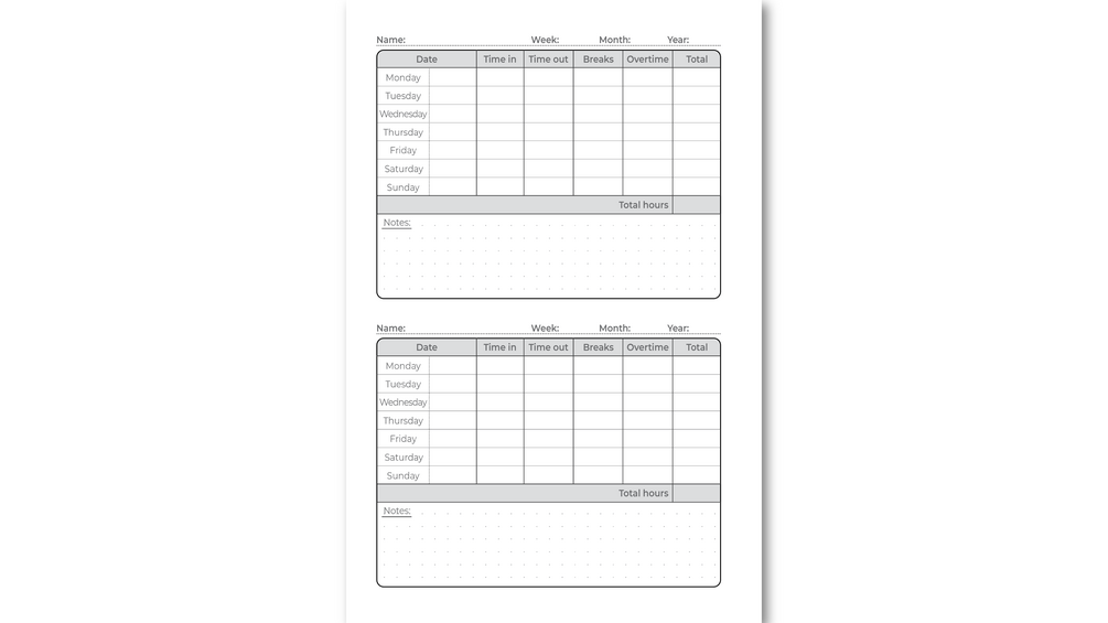 Timesheet Log Book - 110 Pages