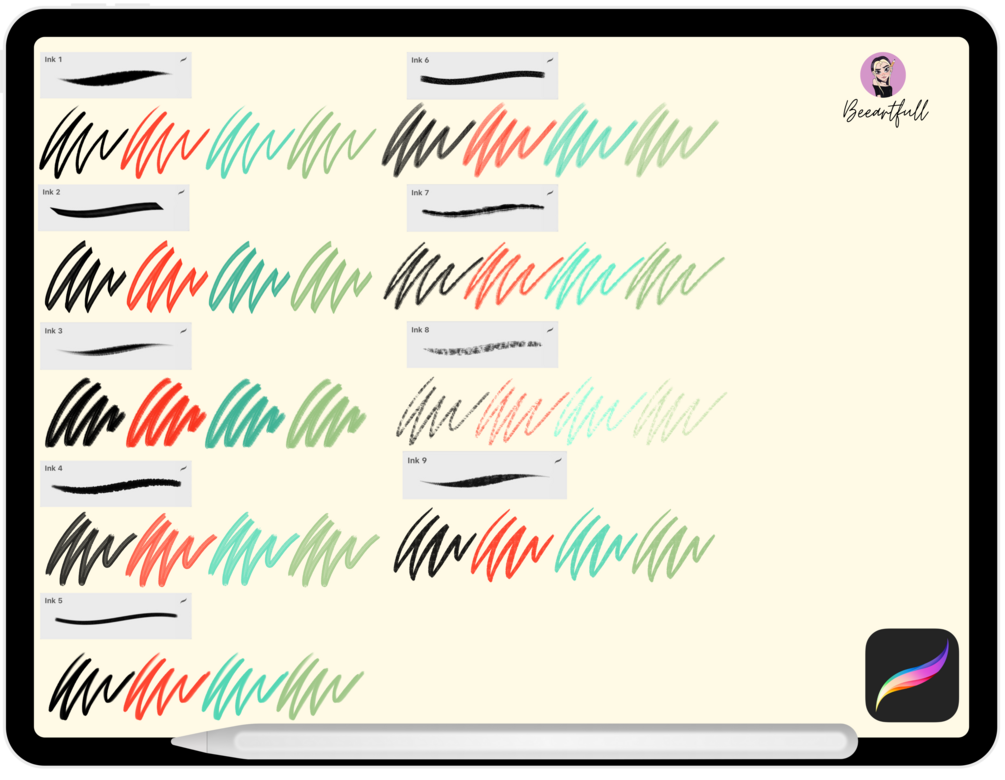 Outline & Coloring Brushes For Procreate By Beeartfull