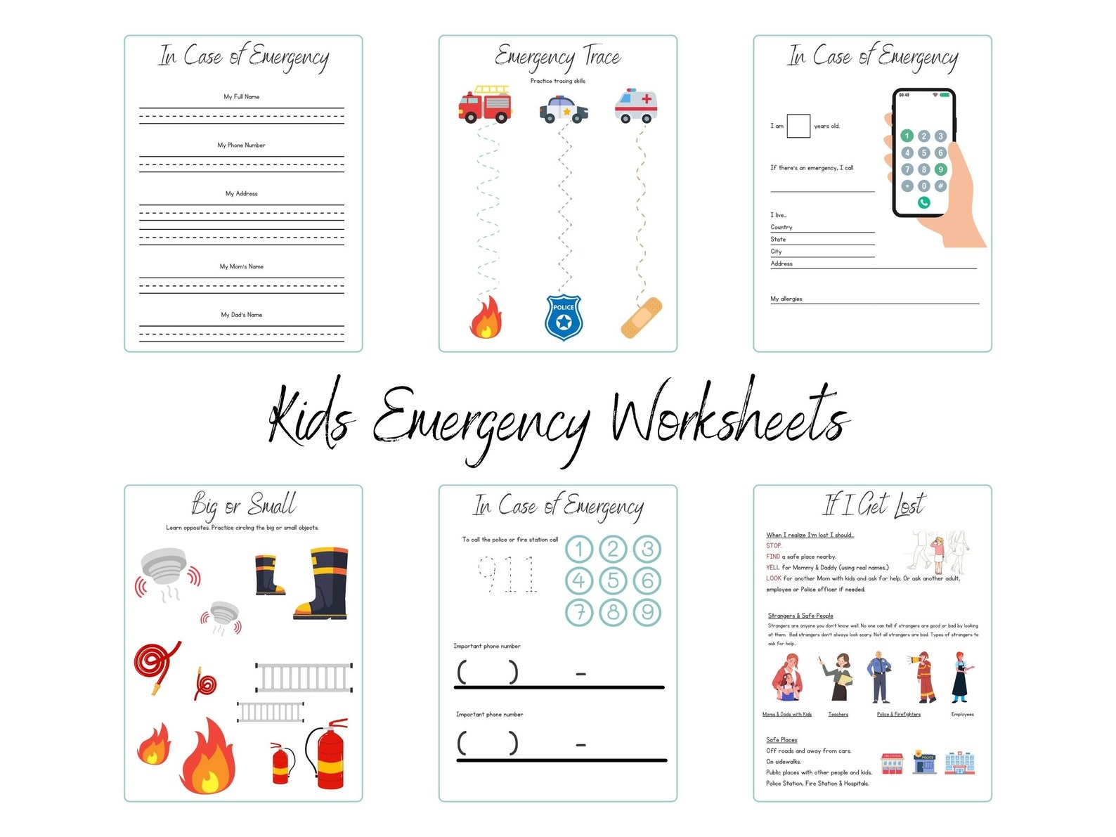 Kids Emergency Safety Printable Workbook
