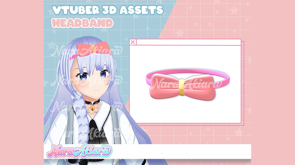 3D Vtuber Assets Sweet Rebbon Headband Vroid Commission, 3D assets ...