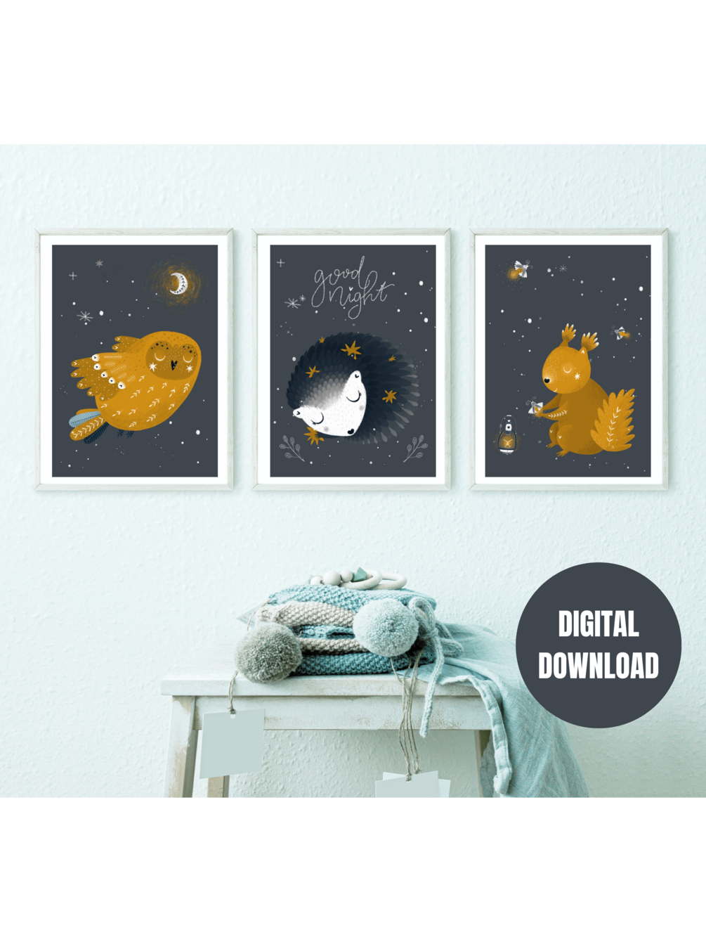 Woodland Creatures Nursery Prints Set of 3
